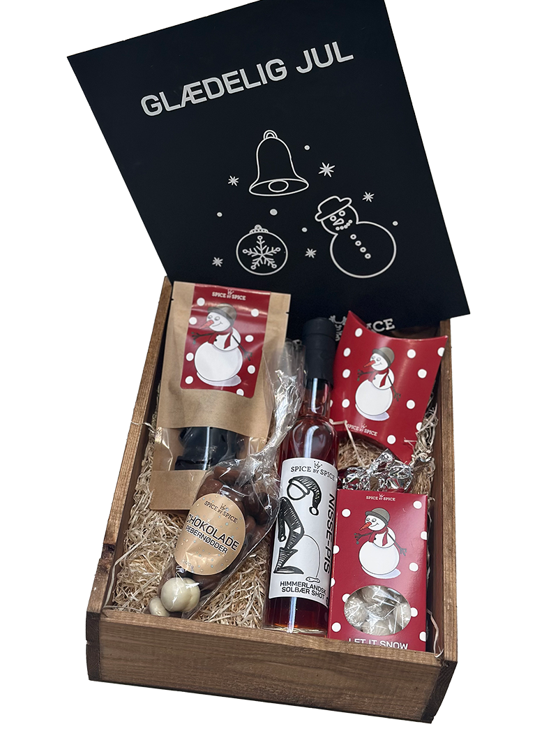 Glædelig jul i trææske med Nisse-pis – Interpresent